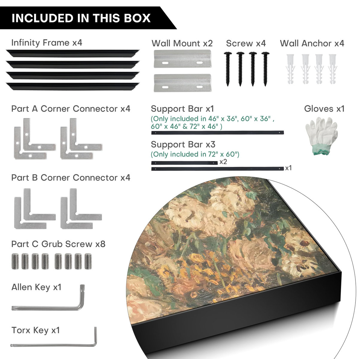 SIGNLEADER Abstract Vintage Impressionist Floral Illustrations Extra Large Framed Wall Art Print ...